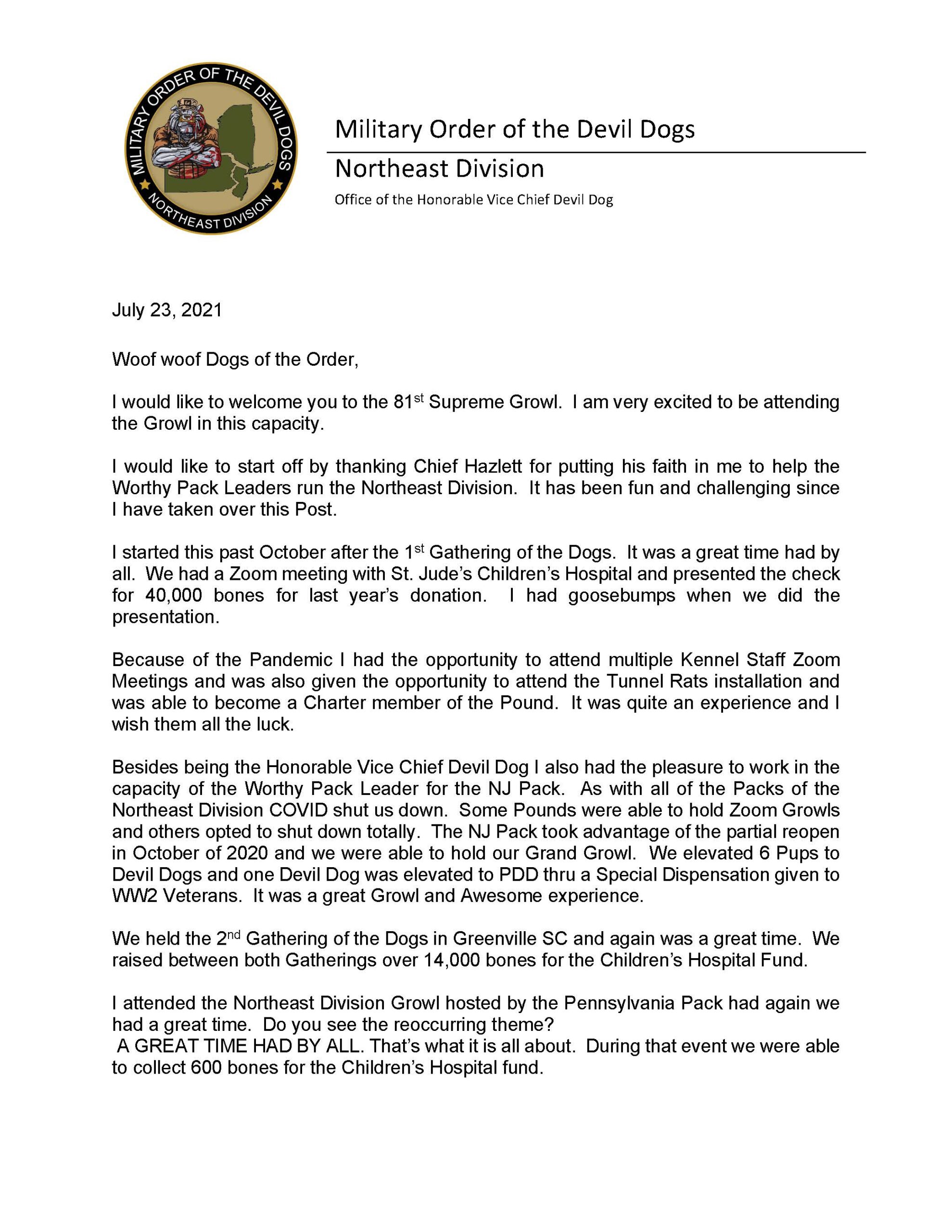 NEDV VCDD Annual Report | Military Order of the Devil Dogs